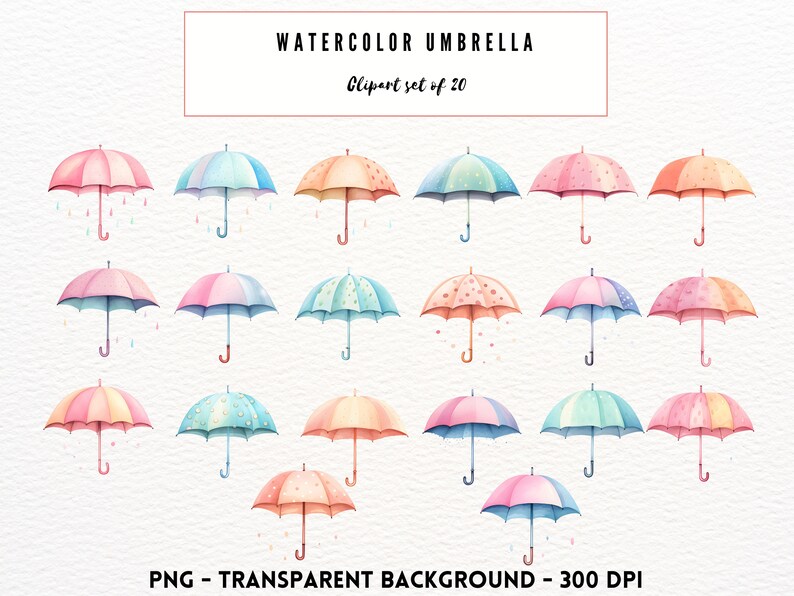 Umbrellas Clipart Pastel Umbrella Clip Art Rainy Day Umbrellas Weather ...