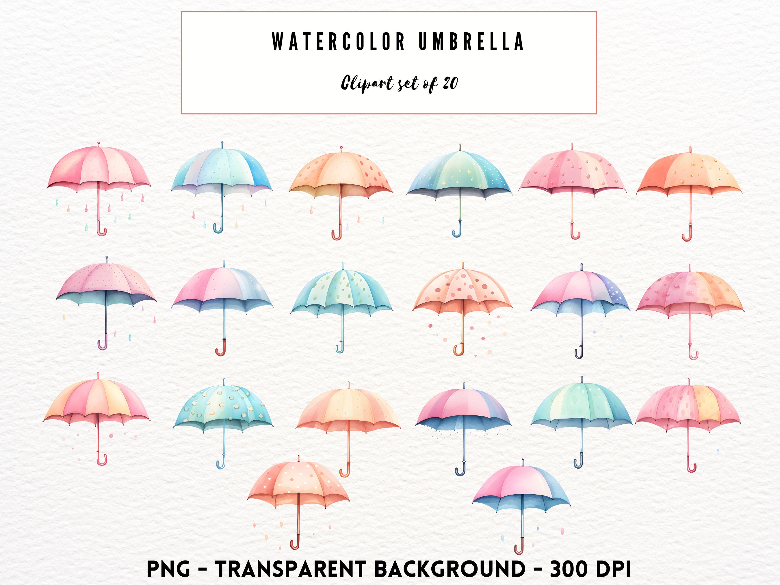 Umbrellas Clipart Pastel Umbrella Clip Art Rainy Day Umbrellas Weather ...