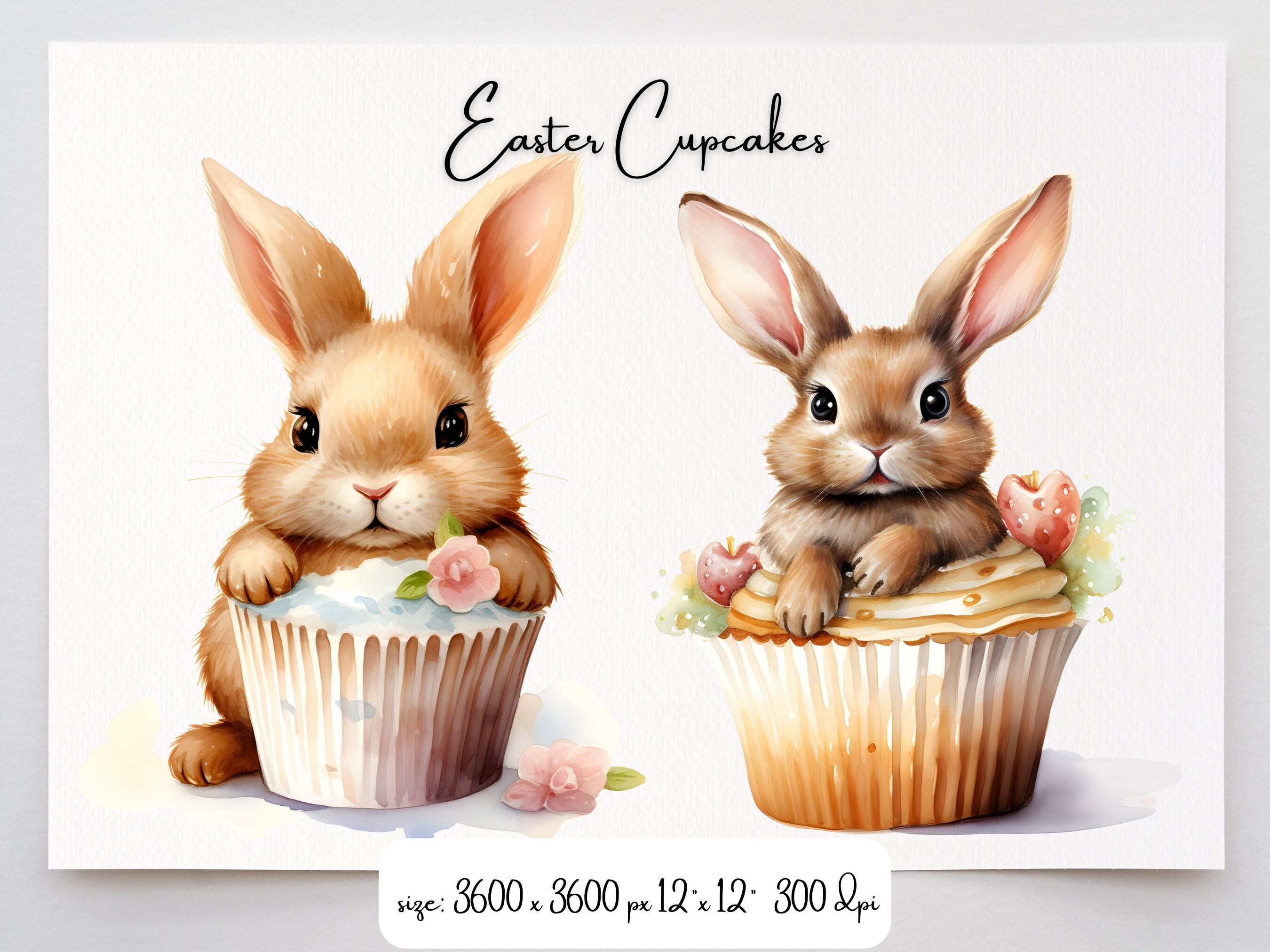 Easter Cupcake Clipart, Watercolor Easter, Cupcake Clipart, Easter ...
