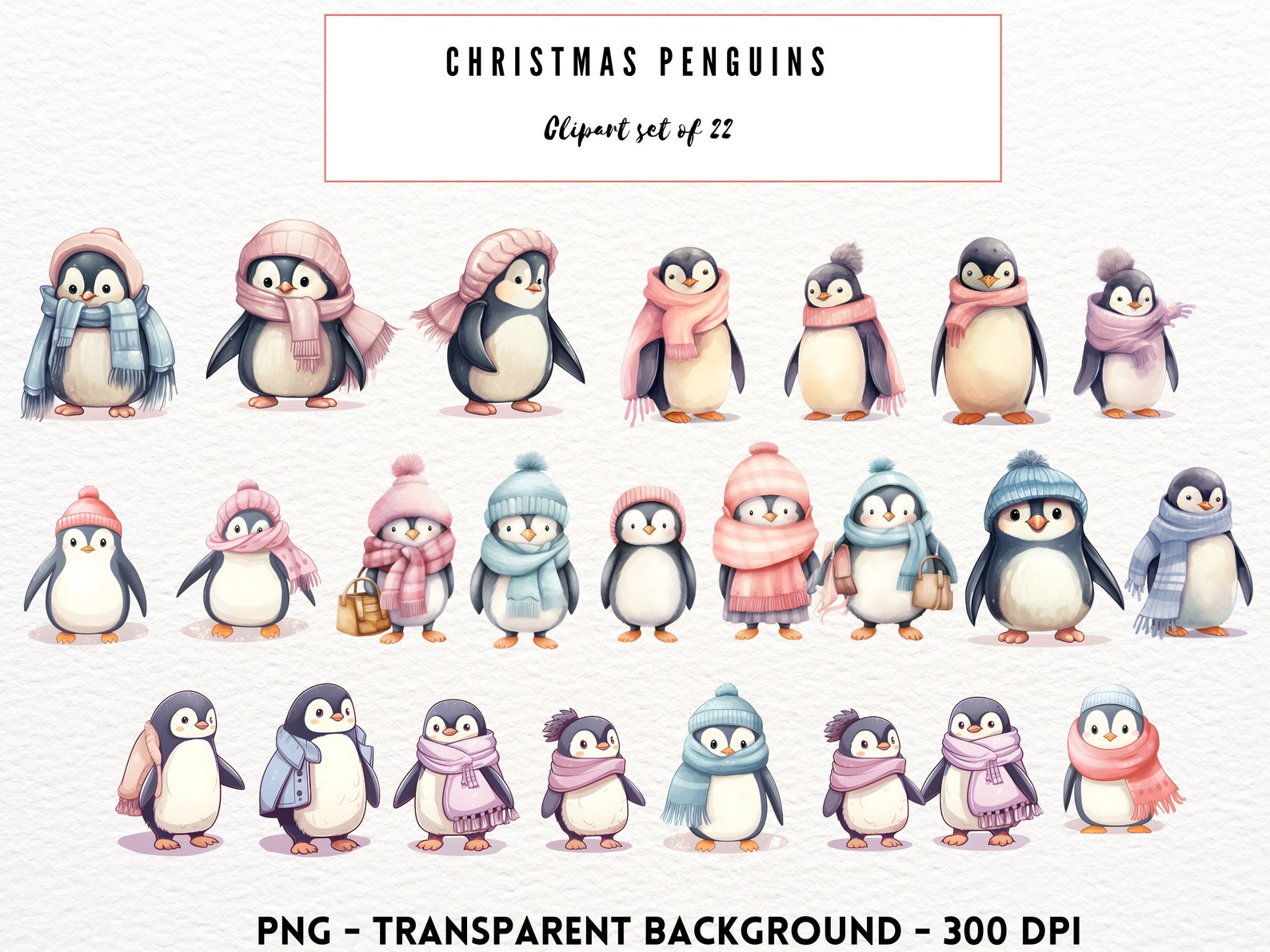Penguin Clipart PNG Cute Penguin Png Watercolor Clipart Birds - Etsy