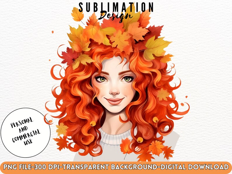 Autumn Girl Png Fall Sublimation Design Watercolor Fall Png - Etsy