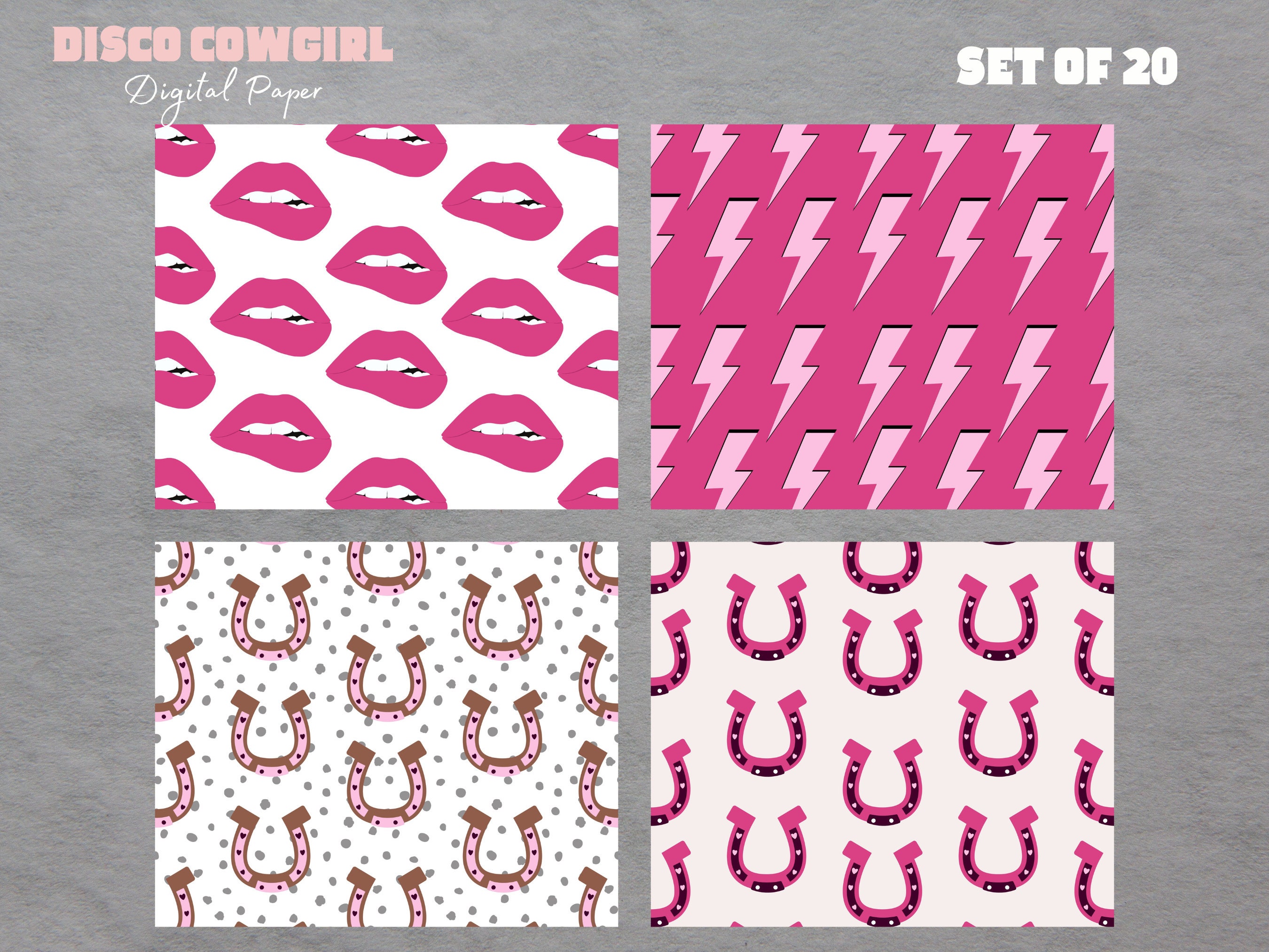 Disco Cowgirl Seamless Pattern Digital Paper Set of 20 - Etsy