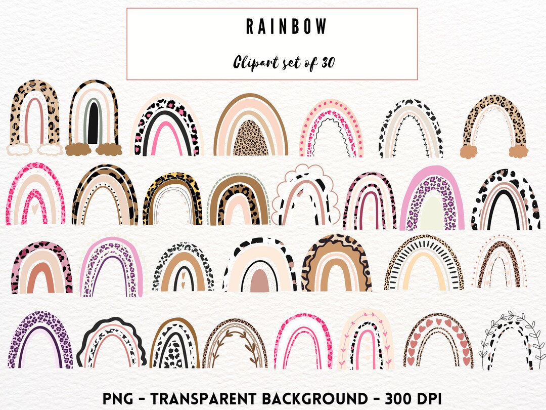 Leopard Rainbow Bundle PNG Rainbow Sublimation Leopard Print Clipart ...