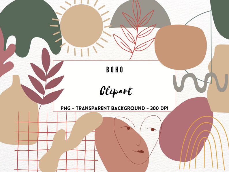 Boho Abstract Clipart Bundle Modern Boho Instant Download - Etsy