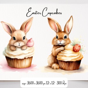 Easter Cupcake Clipart, Watercolor Easter, Cupcake Clipart, Easter ...