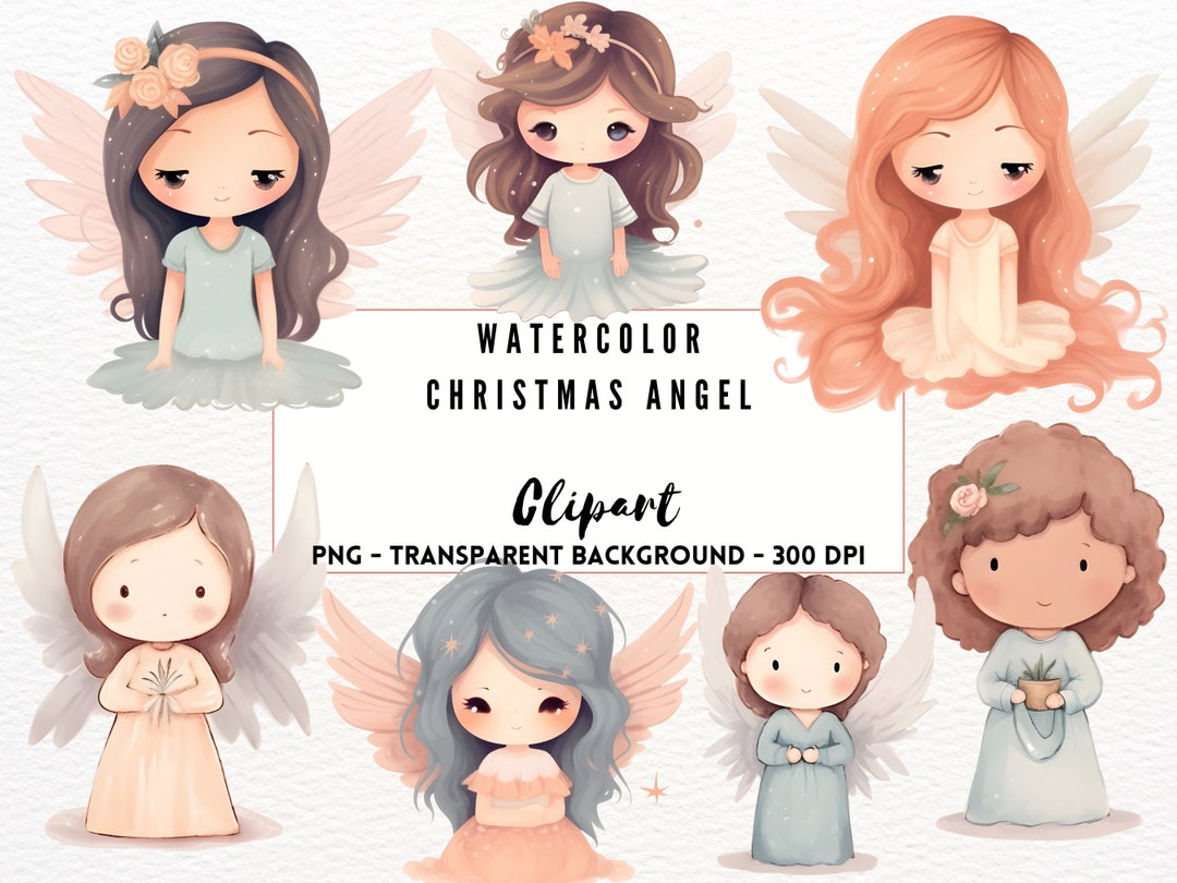 Christmas Angel Clipart PNG Christmas Clipart Watercolor Vintage Angels ...