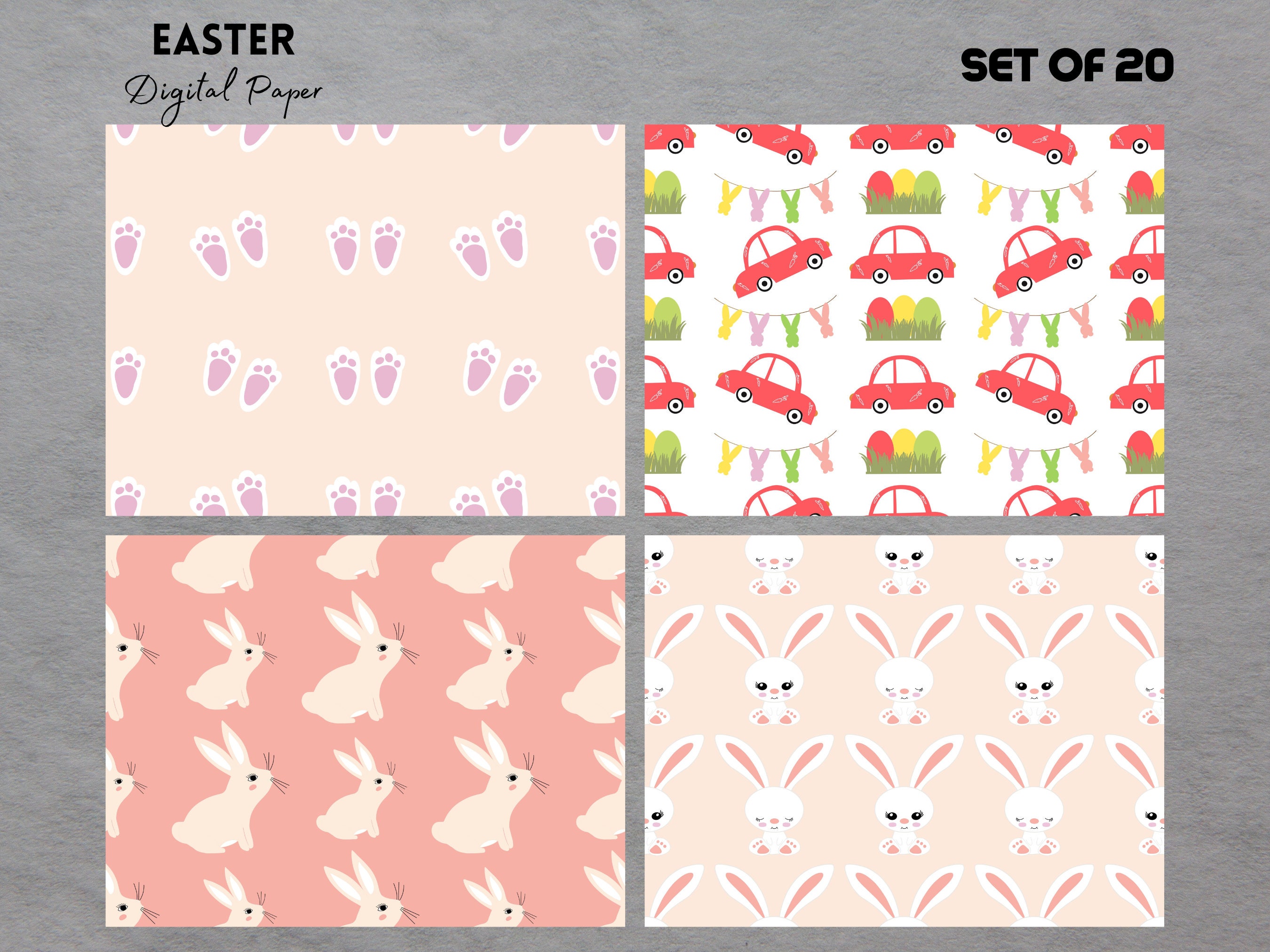 Easter Digital Paper Easter Pattern Bunny Background Easter Egg Texture ...