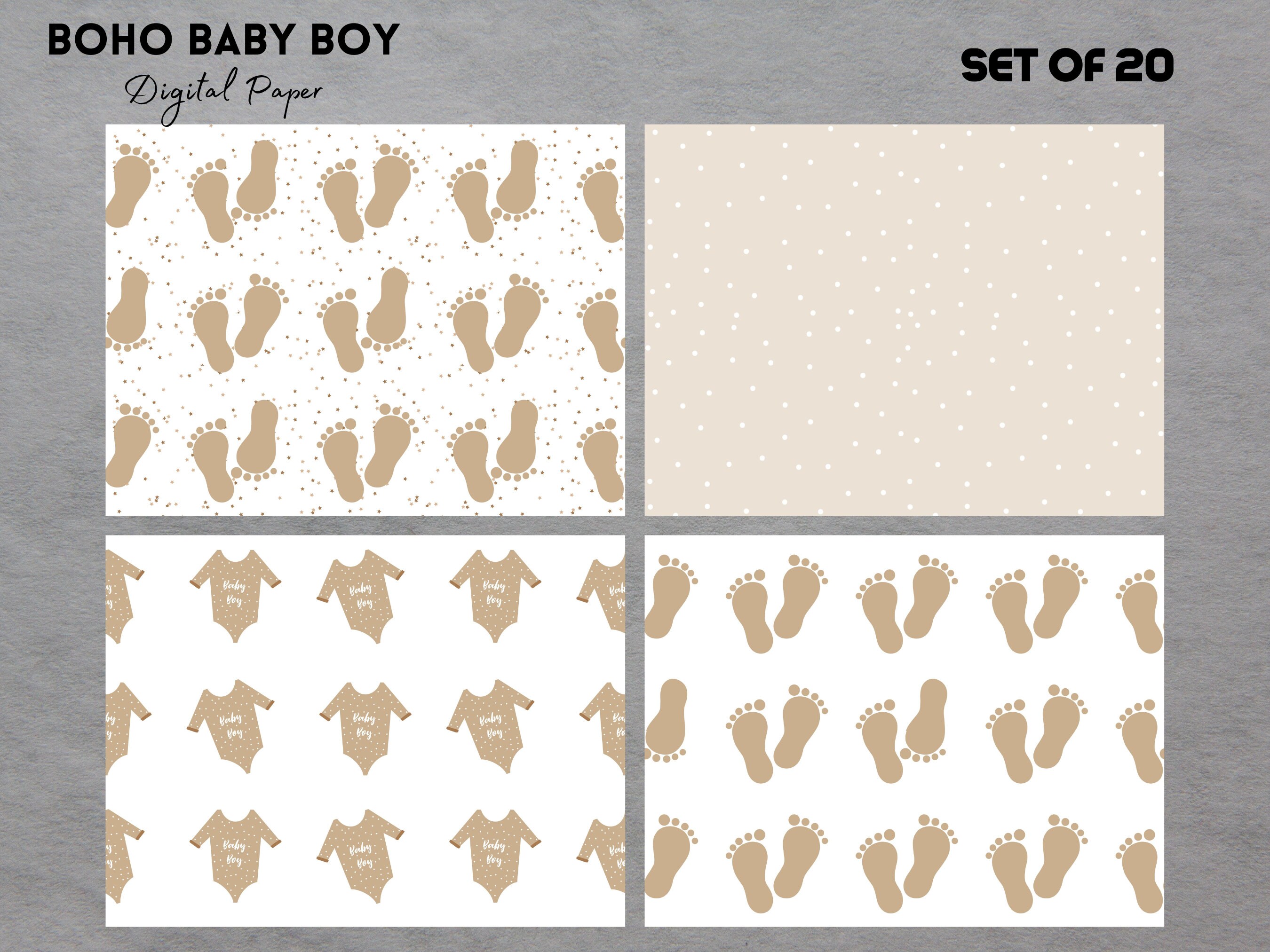 Boho Baby Boy Digital Paper Boho Digital Paper Scrapbooking Baby Shower ...