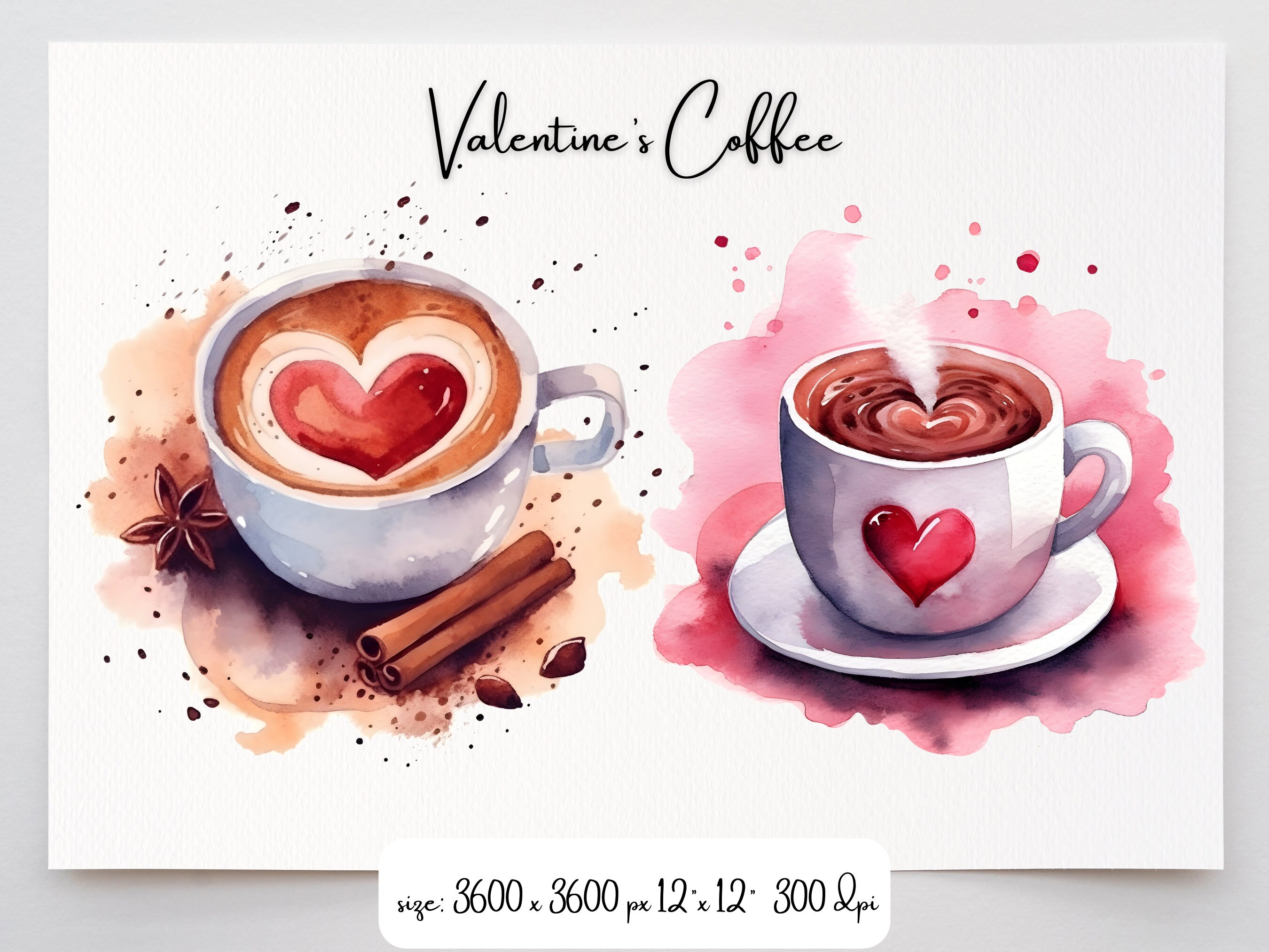 Valentine Coffee Clipart, Valentines Clipart, Watercolor Coffee Mug ...