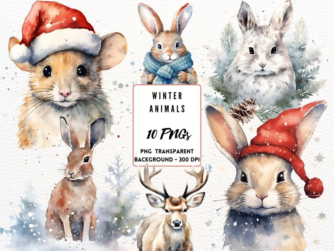 Christmas Clipart Cute Christmas Animal Clipart Bundle - Etsy