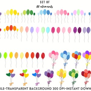 Rainbow Party Balloons Clipart Set Rainbow Balloons Clipart Set Pastel ...
