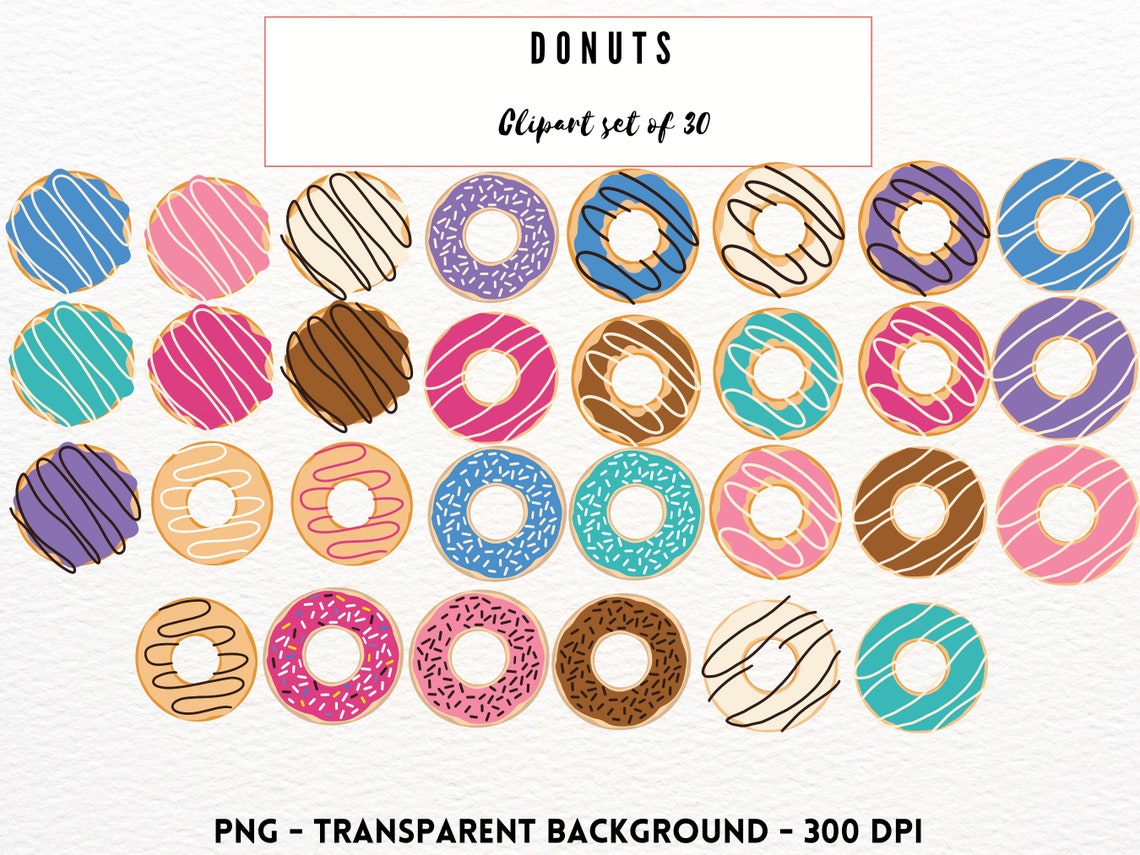 Donuts Clipart Bundle Doughnut Clipart Food Clipart Cute Donuts ...