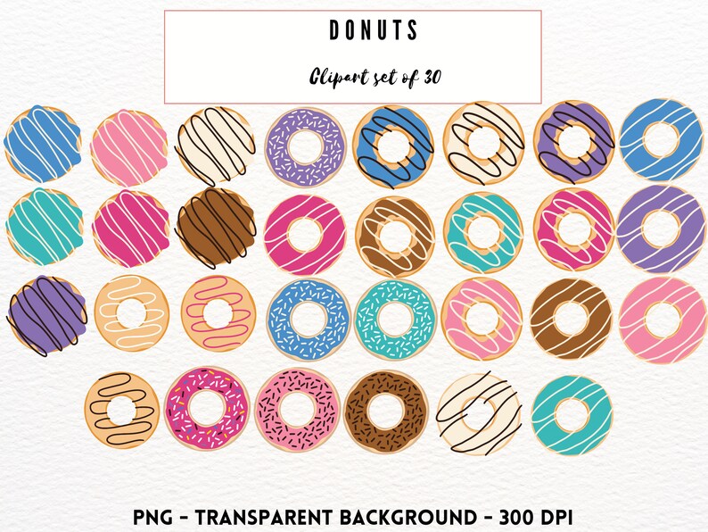 Donuts Clipart Bundle Doughnut Clipart Food Clipart Cute Donuts ...