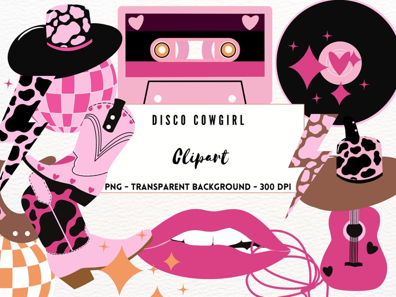 Disco Cowgirl Clip Art Western Clipart Space Cowgirl Nashville ...