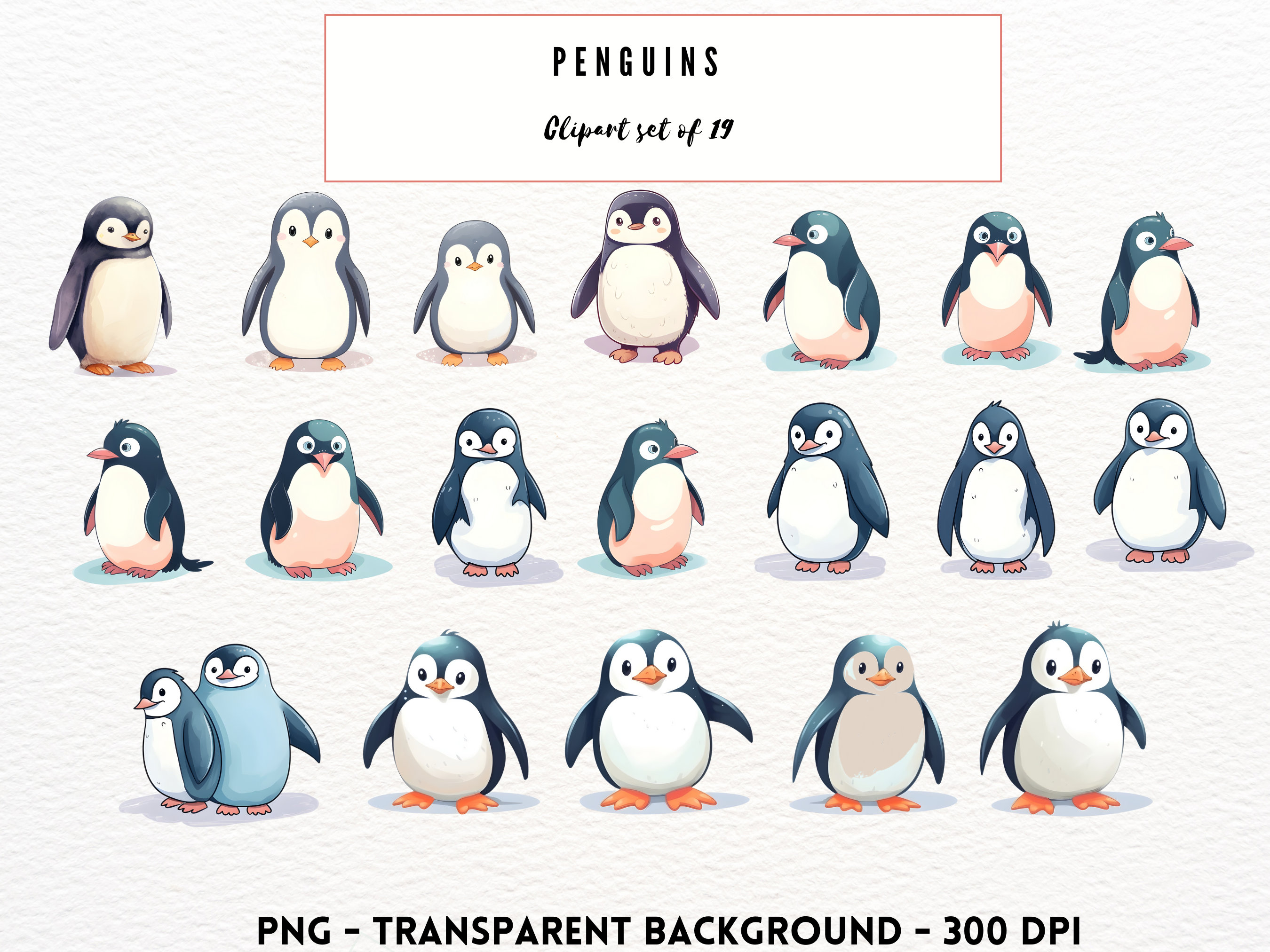 Penguin Clipart PNG Cute Penguin Png Watercolor Clipart Birds Clipart ...