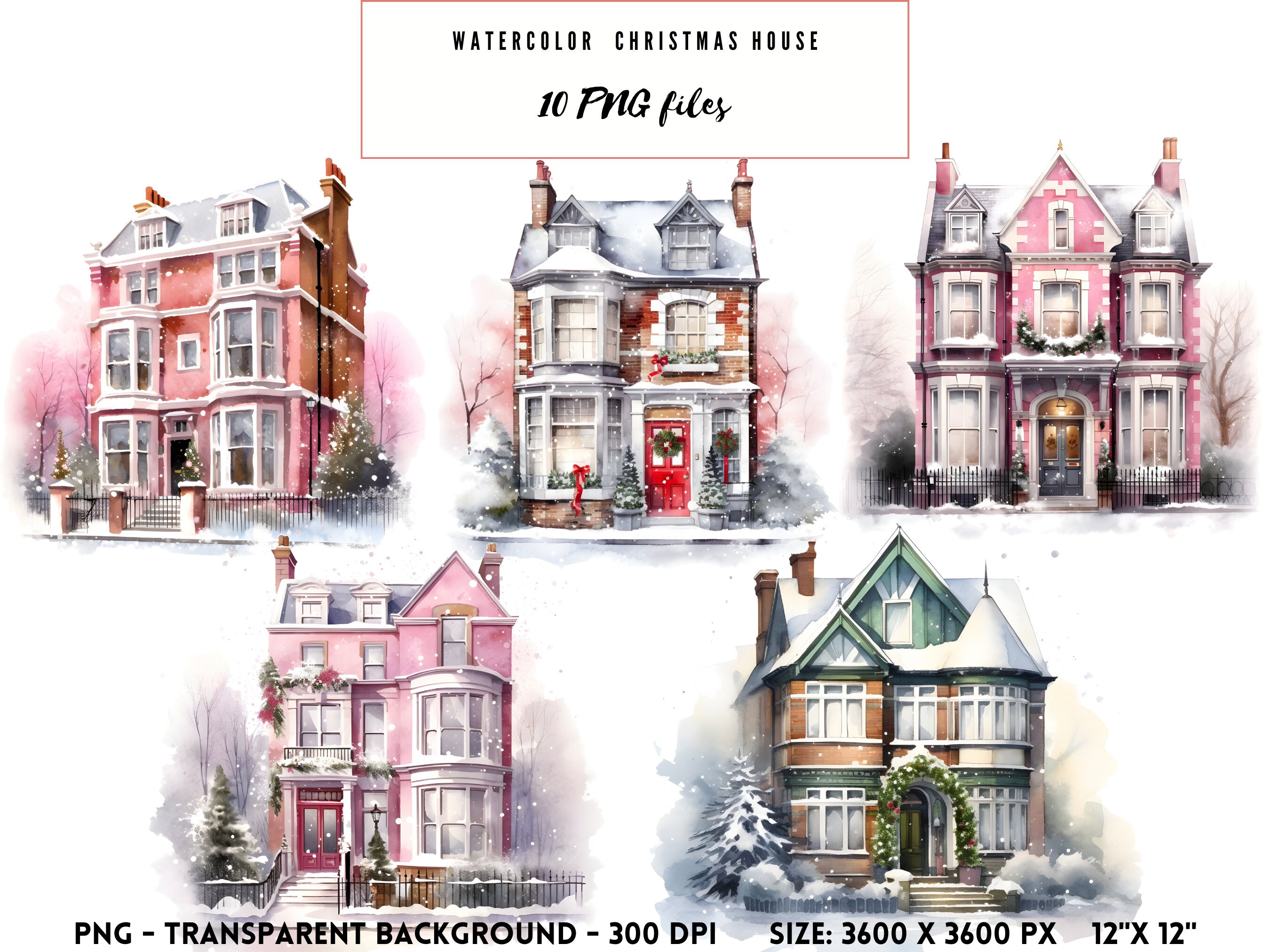 Christmas House Clipart PNG Merry Christmas Cottage House - Etsy