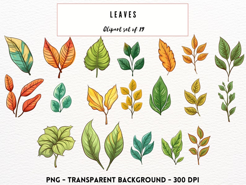 Leaves Clipart Green Watercolor Leaves Fall Leaves Clipart - Etsy