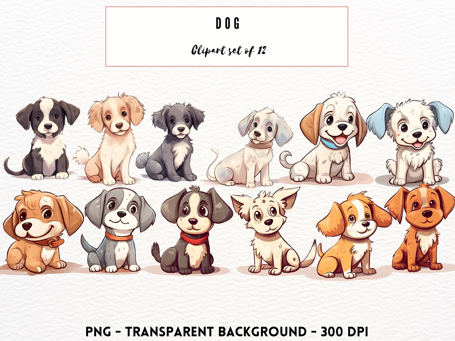 Watercolor Puppies Clipart Dog Clipart Puppies PNG Dog PNG - Etsy