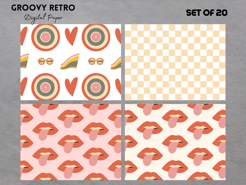 Retro Digital Paper Retro Happy Face Seamless Pattern Retro - Etsy