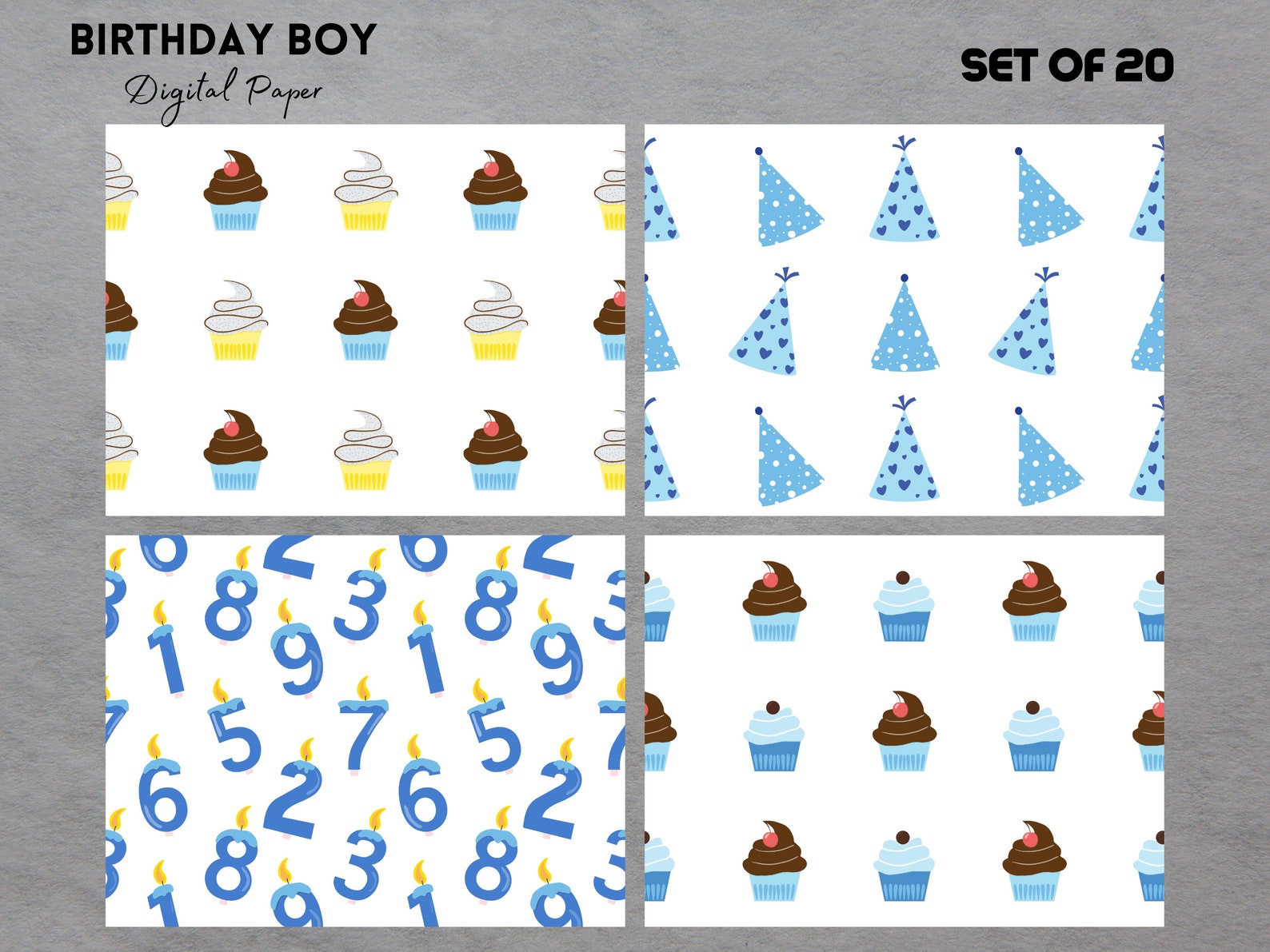 Happy Birthday Digital Paper Birthday Boy Scrapbook Paper Birthday ...