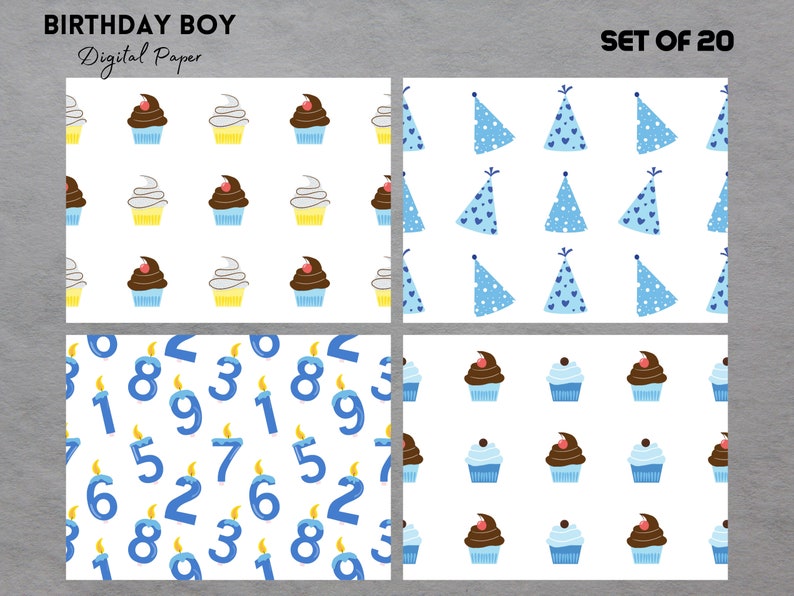 Happy Birthday Digital Paper Birthday Boy Scrapbook Paper Birthday ...