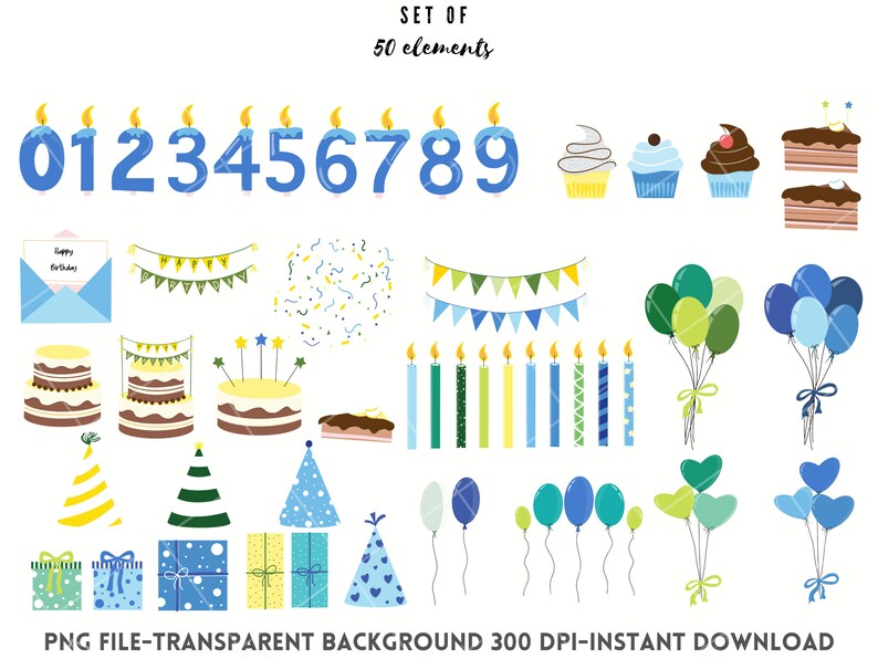 Birthday Clipart Bundle Birthday Boy Clipart Set Birthday Party Clipart ...