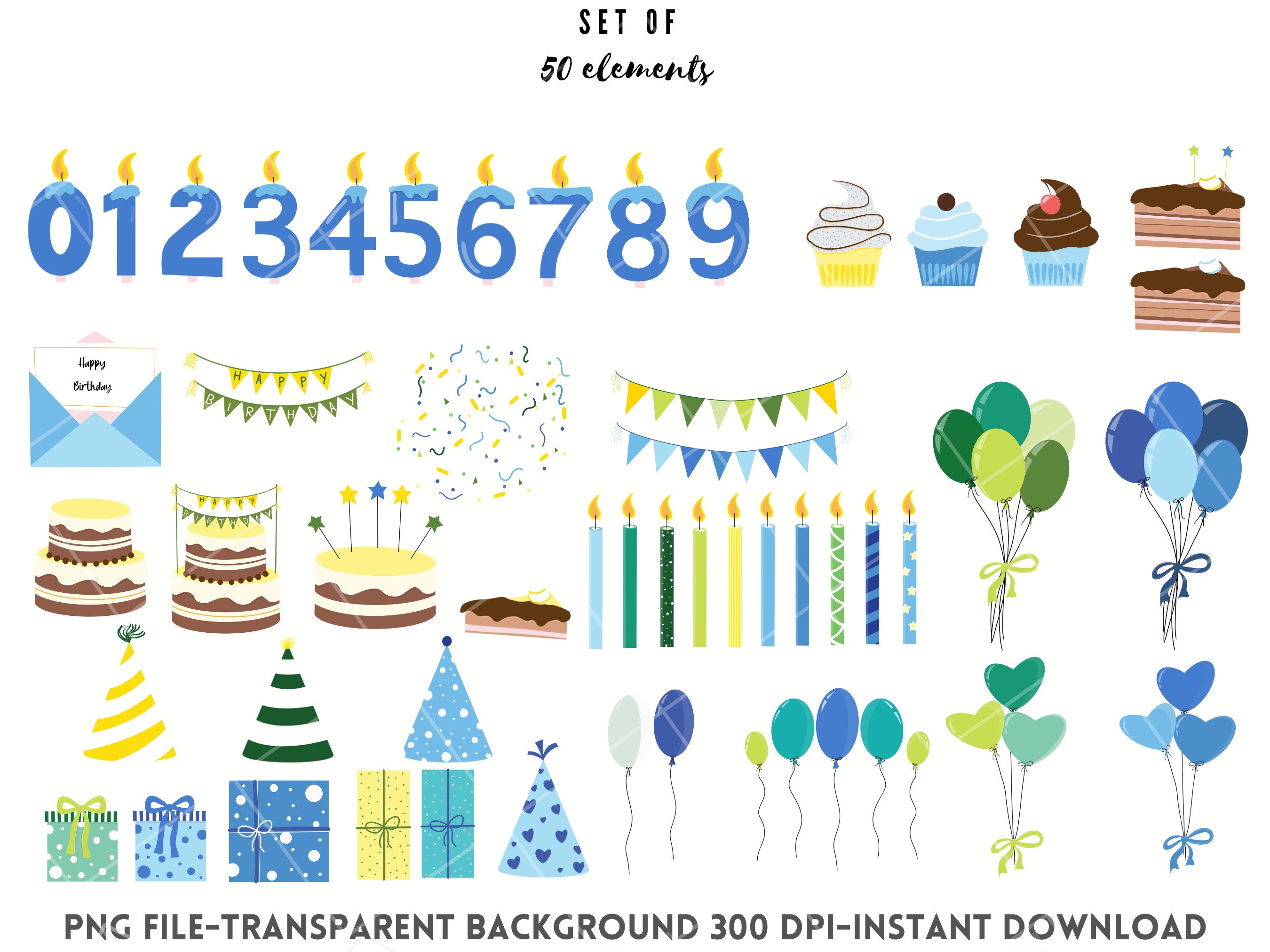 Birthday Clipart Bundle Birthday Boy Clipart Set Birthday Party Clipart ...