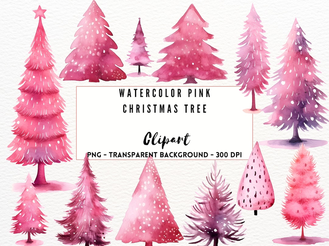 Pink Christmas Trees Clipart Merry Christmas Png Design Christmas Png ...