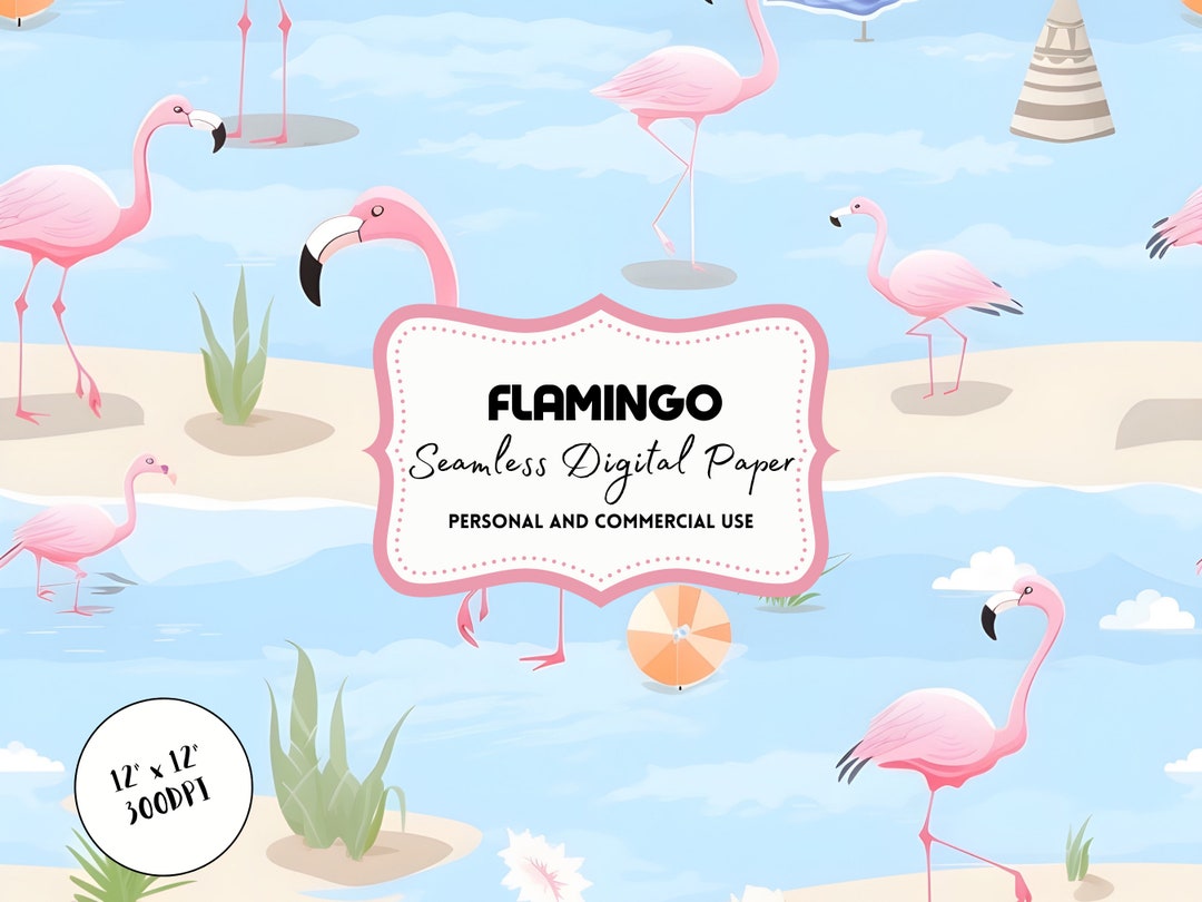Pink Flamingo Seamless Pattern Watercolor Flamingo Digital Download ...