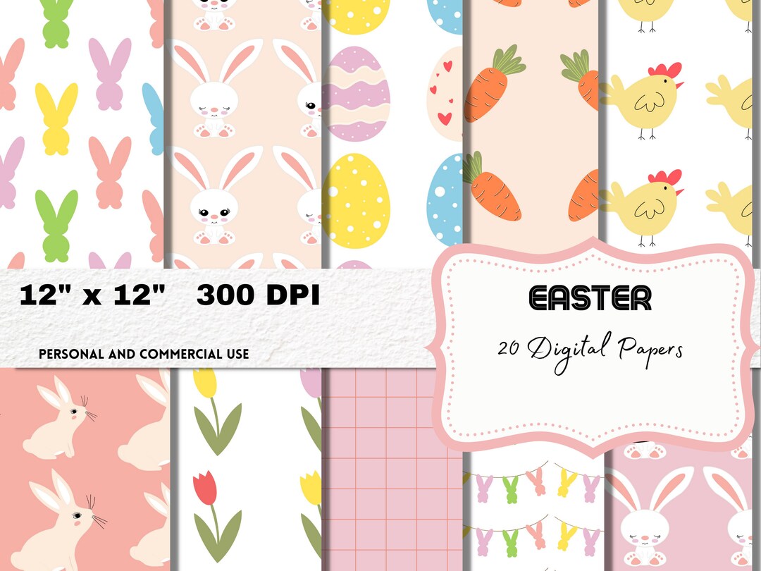 Easter Digital Paper Easter Pattern Bunny Background Easter Egg Texture ...