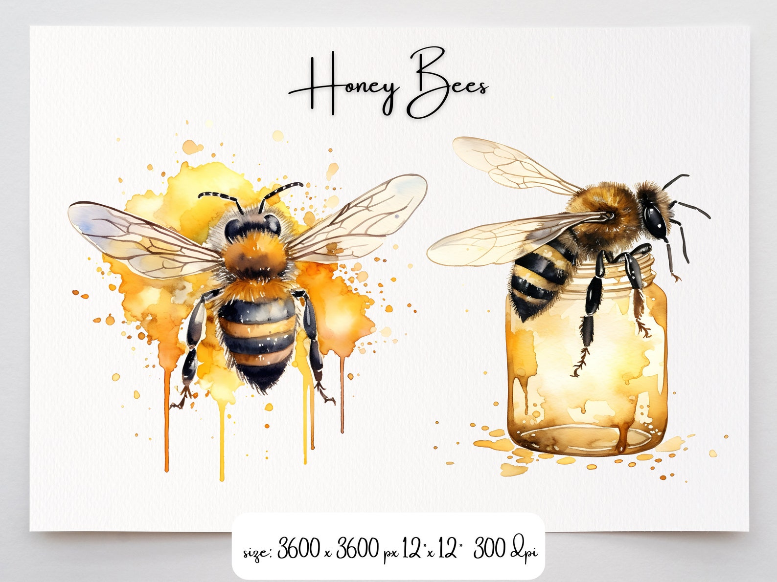 Honey Bees Watercolor Clipart, Bumble Bees Clipart, Honey Bees Clipart ...
