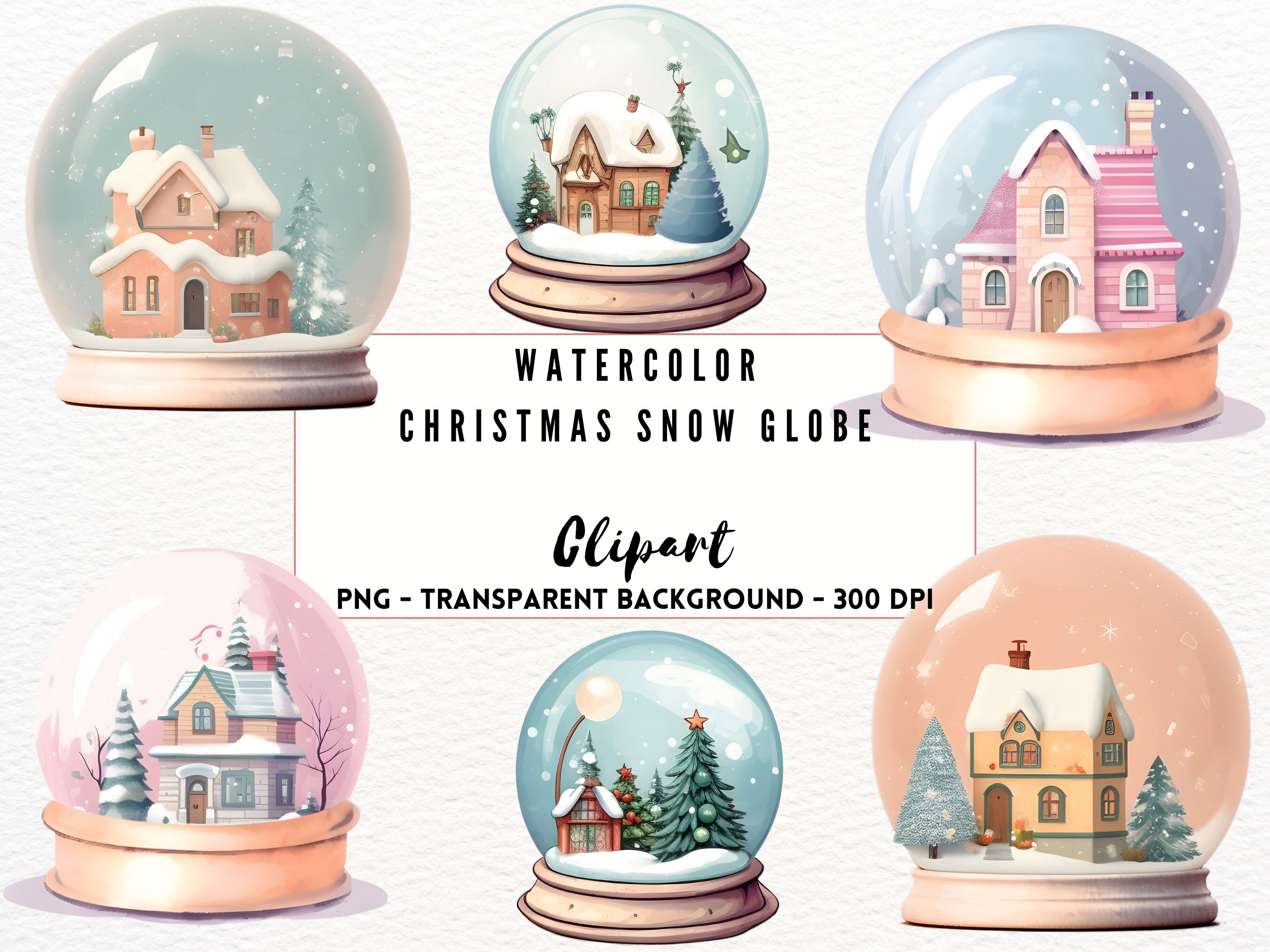 Christmas Snow Globe Clipart PNG Watercolor Christmas Clipart Snow ...