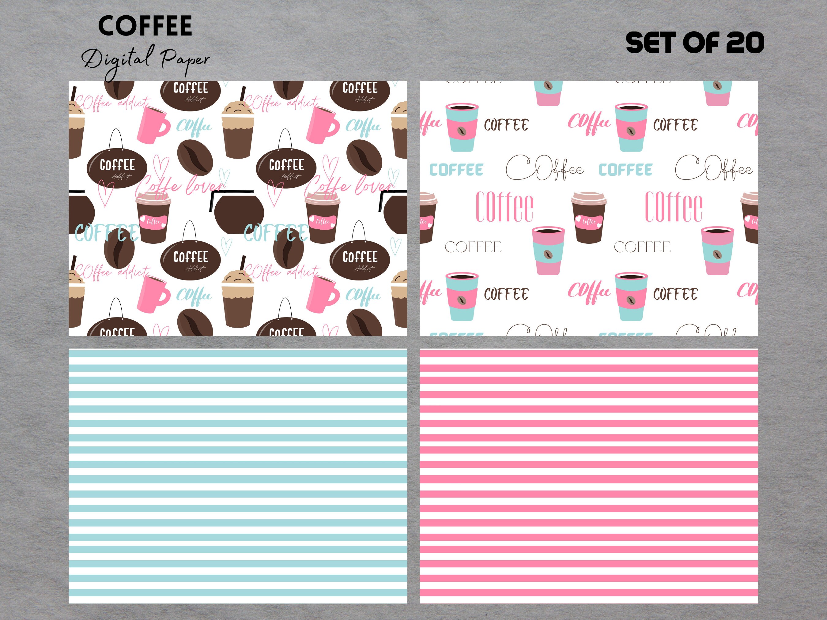 Coffee Lover Digital Paper Pack Coffee Digital Scrapbooking Paper ...