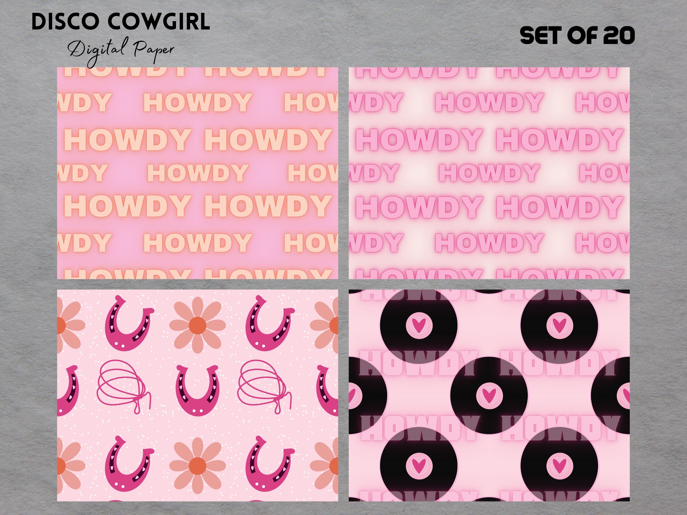 Disco Cowgirl Seamless Pattern Digital Paper Set of 20 Disco Cowgirl ...