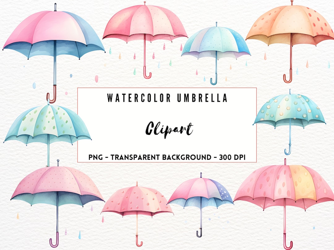 Umbrellas Clipart Pastel Umbrella Clip Art Rainy Day Umbrellas Weather ...