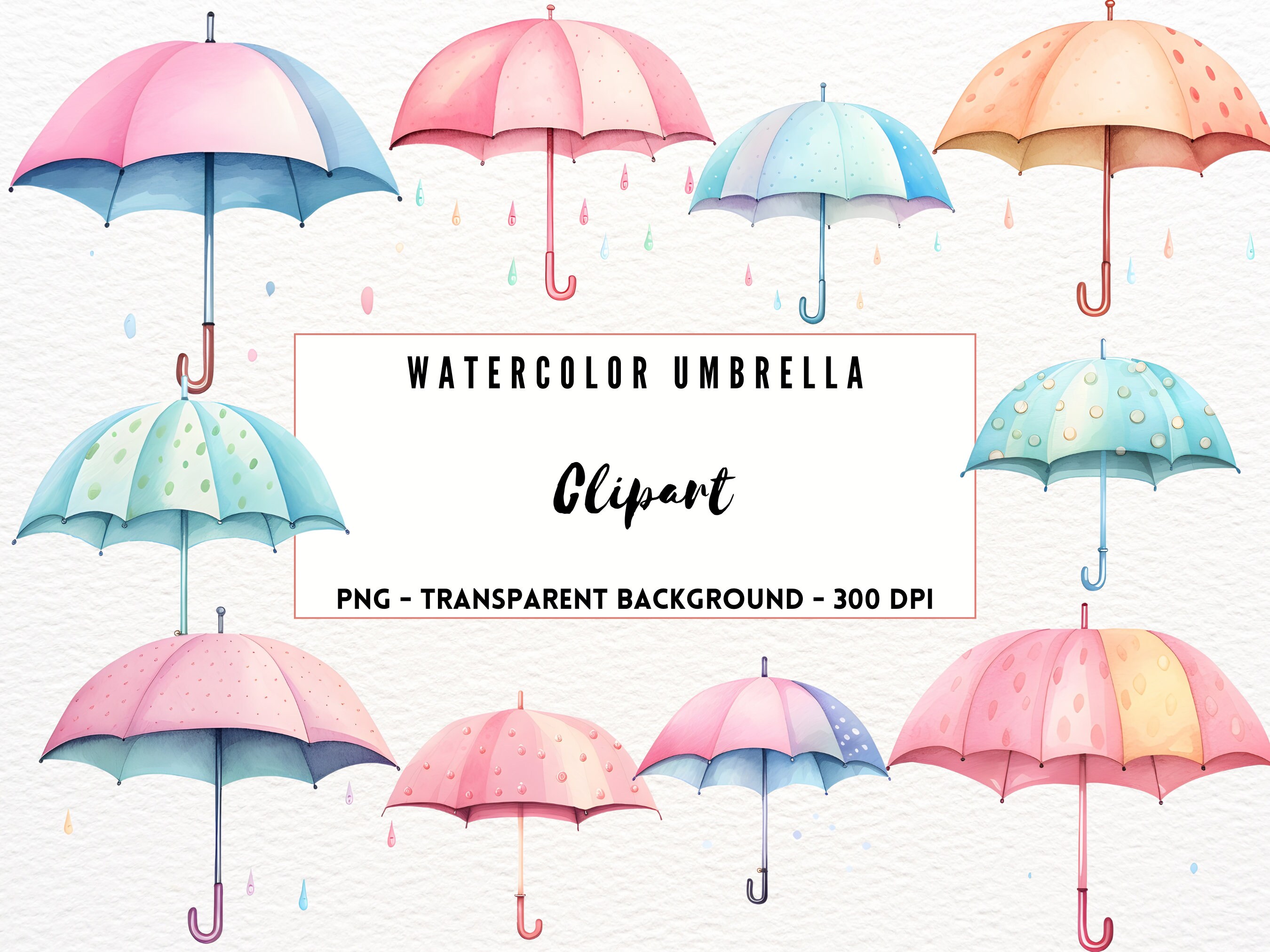 Umbrellas Clipart Pastel Umbrella Clip Art Rainy Day Umbrellas Weather ...