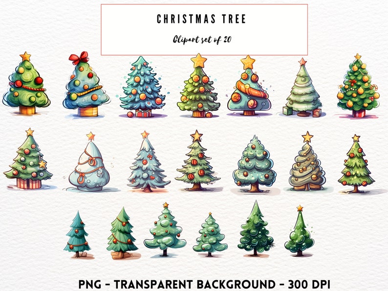 Christmas Trees PNG Clipart Christmas Decor Clipart Winter - Etsy