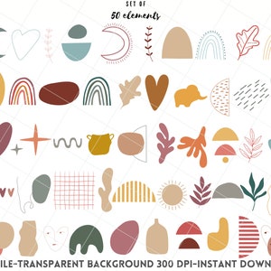 Boho Abstract Clipart Bundle Modern Boho Instant Download - Etsy