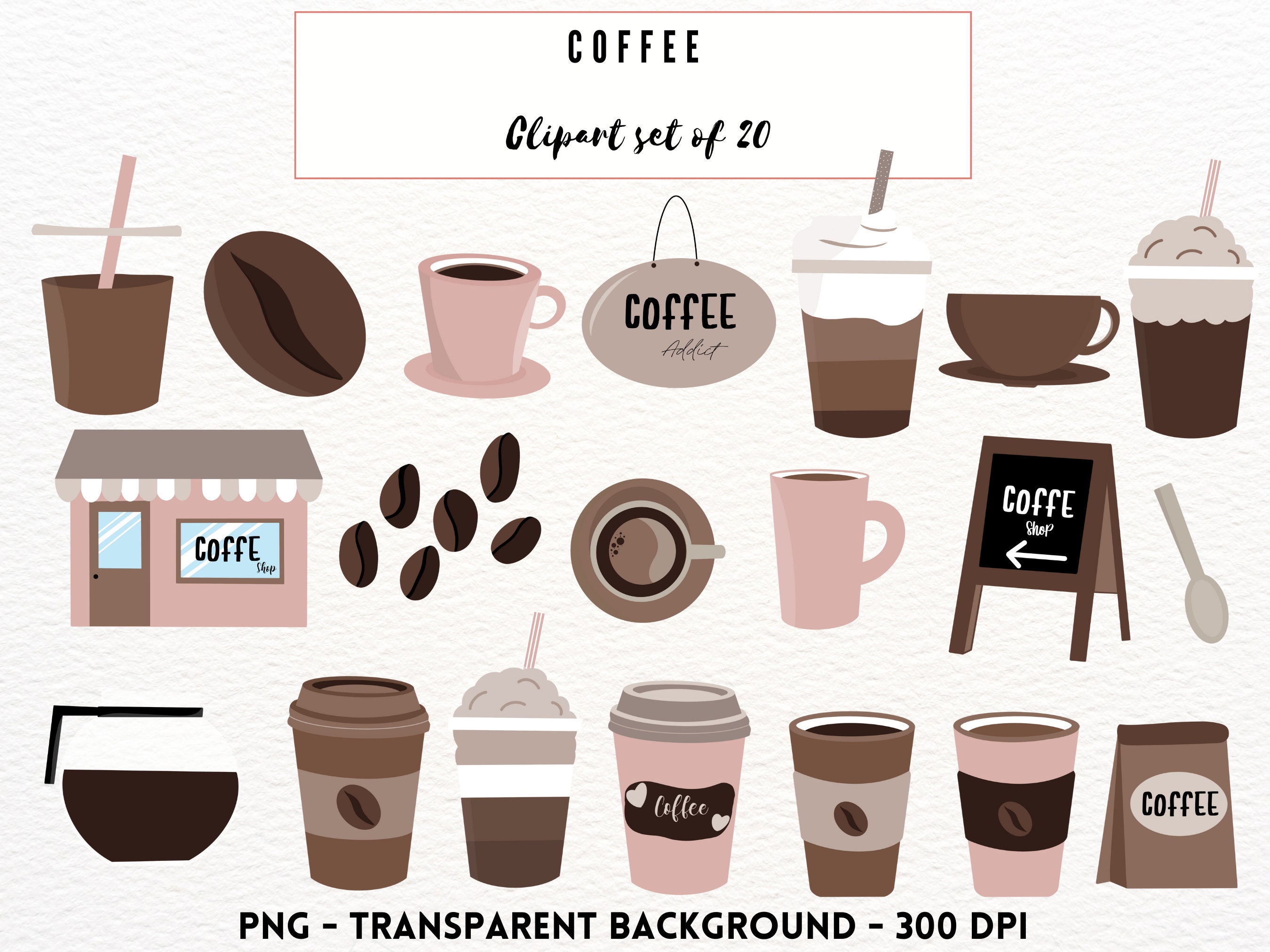 Coffee Clipart Coffee Printable Beans Clipart Coffee Mugs Clipart ...