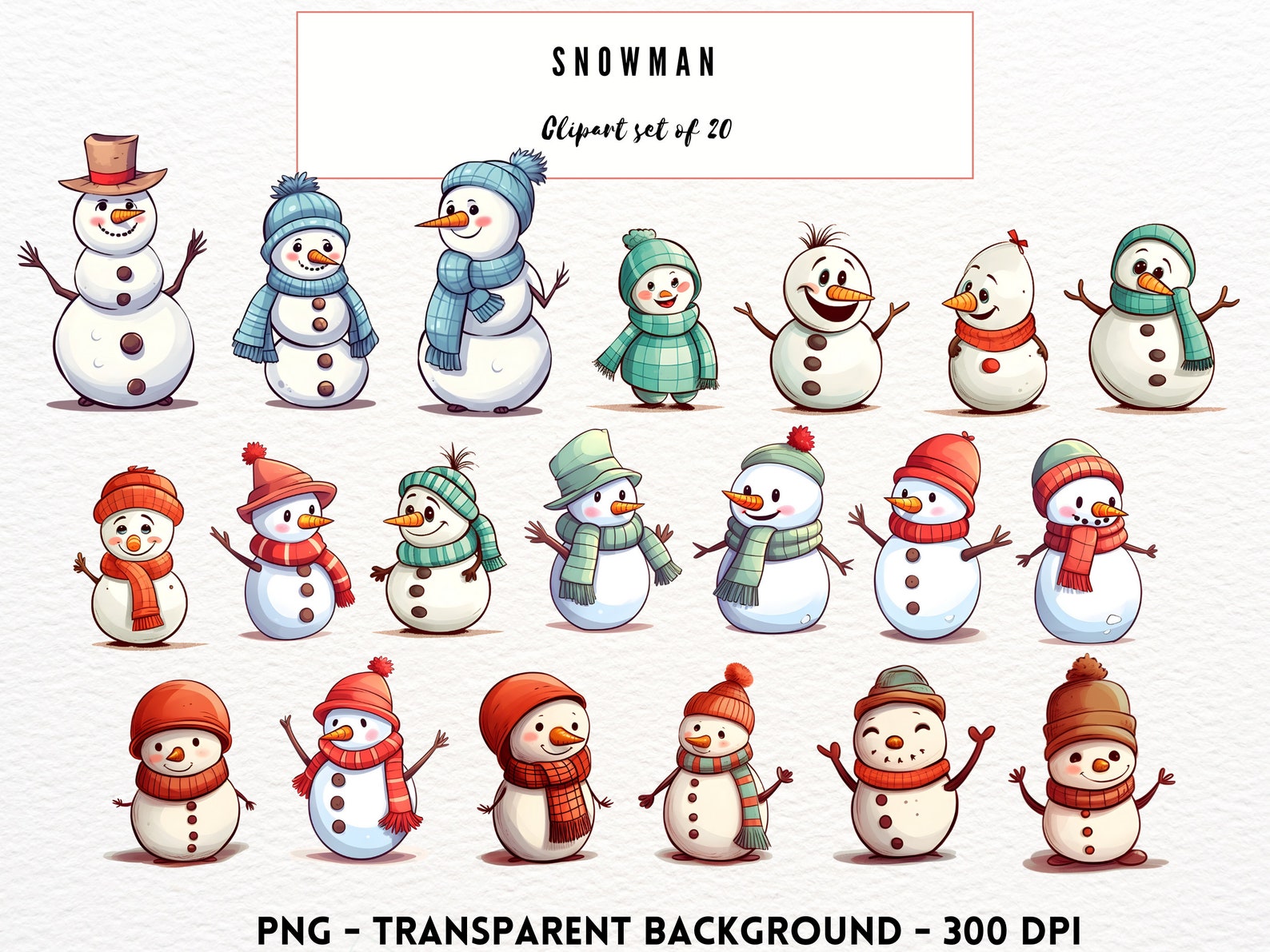 Snowman Png Clipart Retro Snowman Clip Art Christmas Clipart - Etsy
