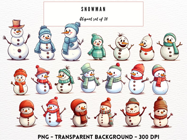 Snowman Png Clipart Retro Snowman Clip Art Christmas Clipart - Etsy