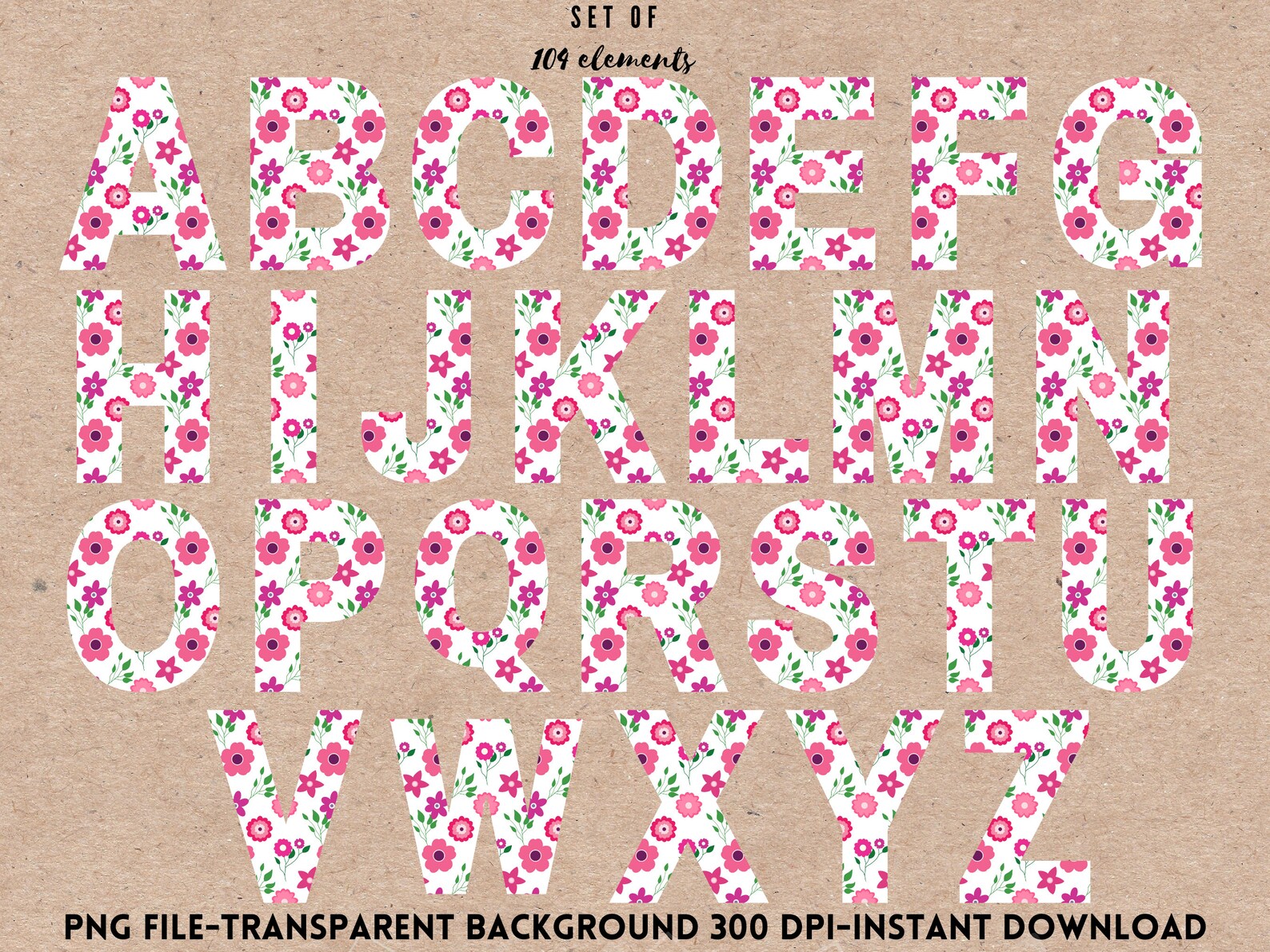 Alphabet Clipart Floral Alphabet Letters Clipart Alphabet - Etsy