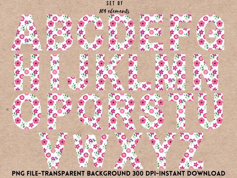 Alphabet Clipart Floral Alphabet Letters Clipart Alphabet - Etsy