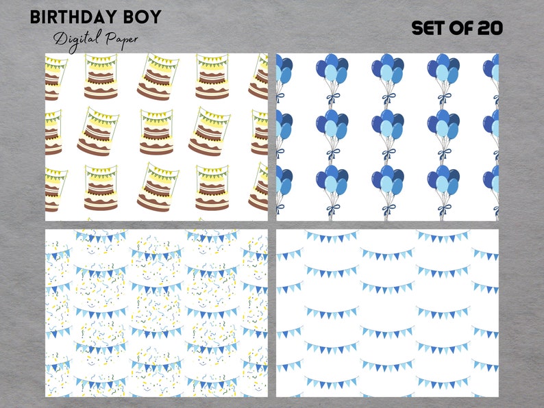 Happy Birthday Digital Paper Birthday Boy Scrapbook Paper Birthday ...