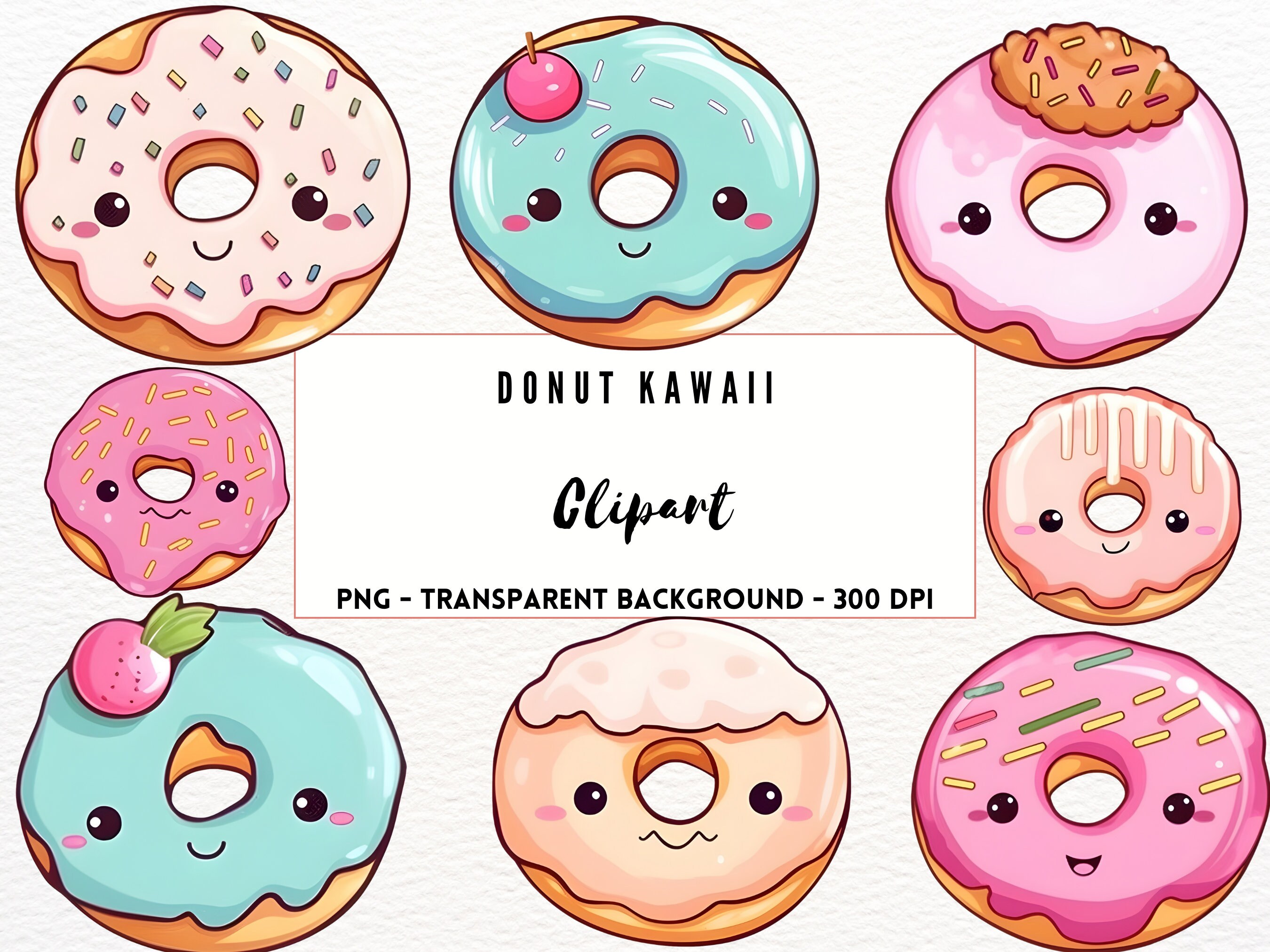 Donuts Clipart Bundle Png Doughnut Clipart Food Clipart Kawaii Donuts ...
