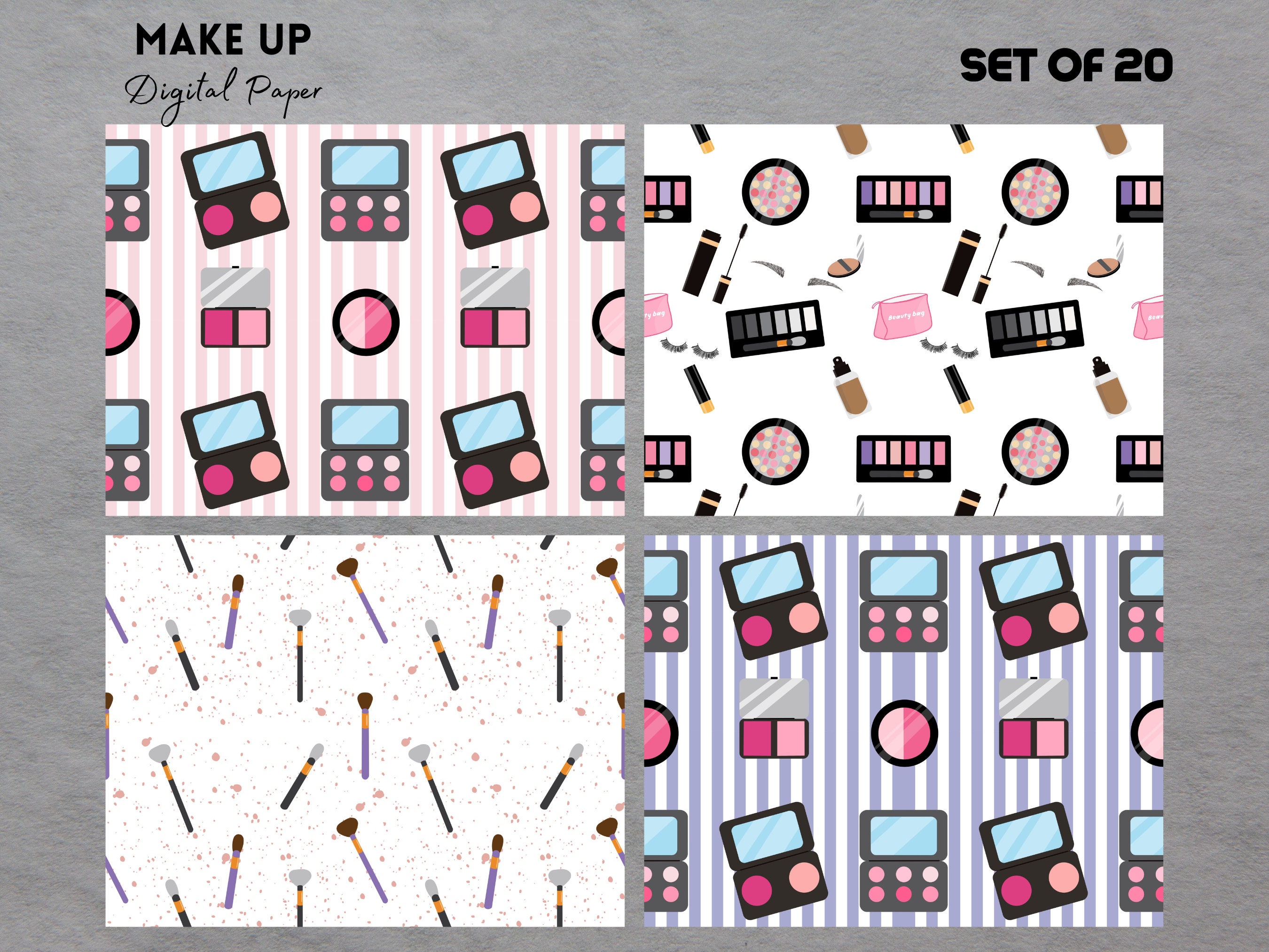Make up Digital Paper Pack Fashion Pattern Lipstick Make up Seamless ...