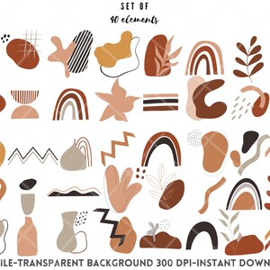 Boho Abstract Clipart Bundle Modern Boho Instant Download Abstract ...