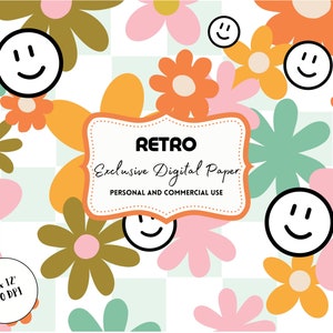 Retro Digital Paper Smiley Face Seamless Pattern Retro Background ...