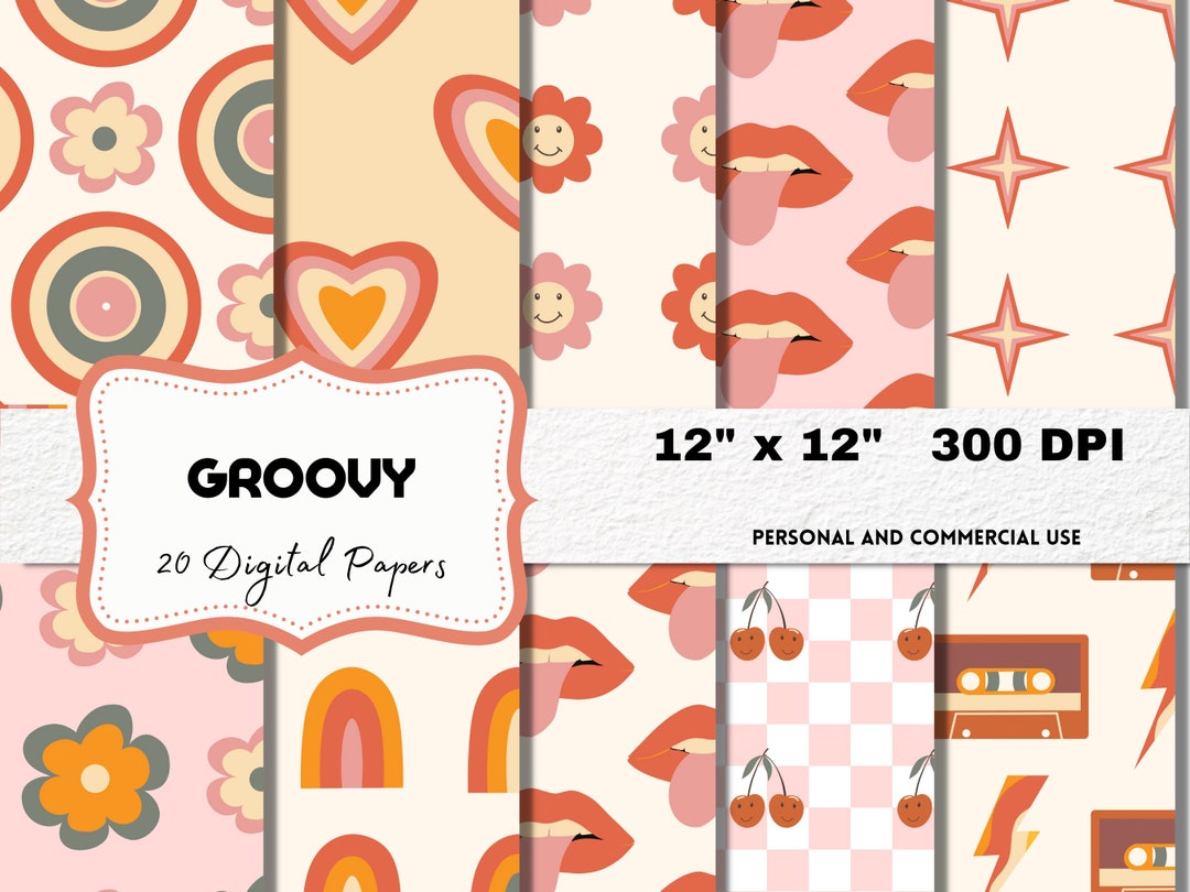 Retro Digital Paper Retro Happy Face Seamless Pattern Retro - Etsy
