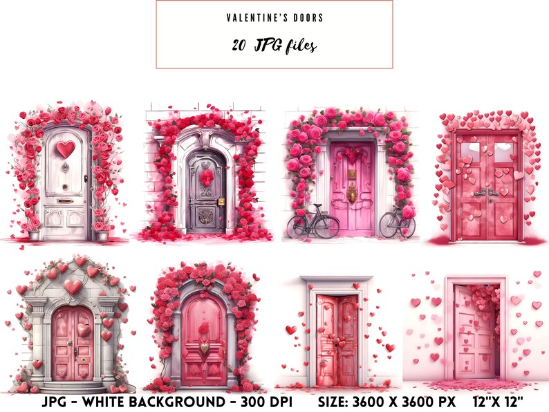 Valentine's Day Clipart, Door Clipart, Printable Valentine's, Valentine ...